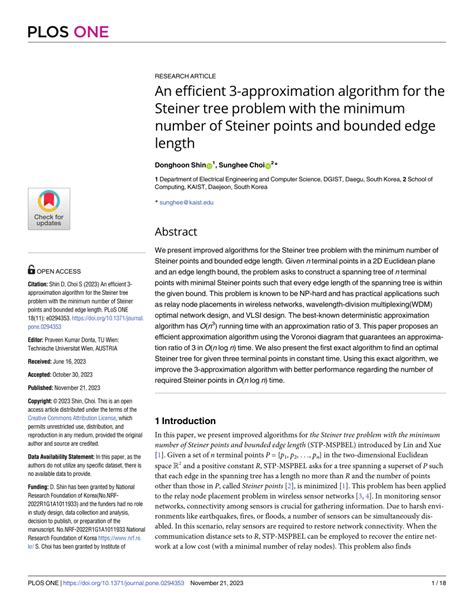 Pdf An Efficient 3 Approximation Algorithm For The Steiner Tree