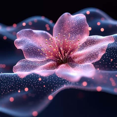 Translucent Pink Glowing Flower With Ethereal Sparkle Effect Stock