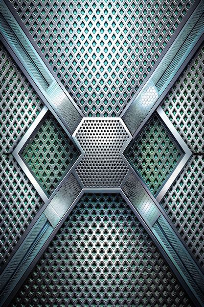 Futuristic Abstract Background With Geometric Shapes And Perforated Metal Texture Premium Ai