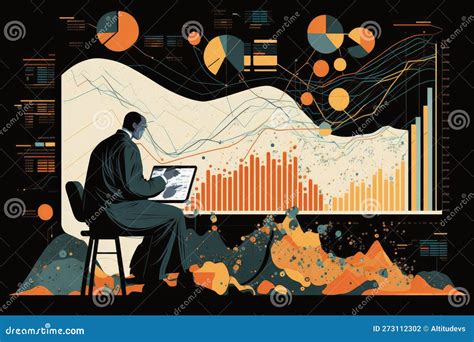 Scientist Surrounded By Data Mining Visualization Tools And Graphs