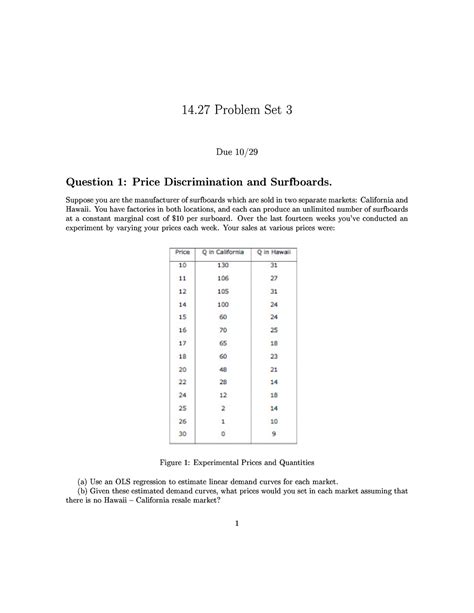 Seminar Assignments Problem Set 3 With Solutions 14 Problem Set 3 Due Question 1 Price