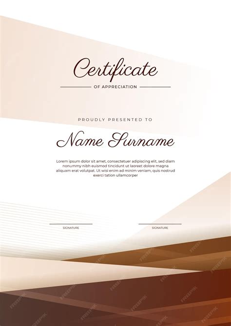 Premium Vector Modern Elegant Brown Beige Skin Tone Certificate Of Achievement Template With