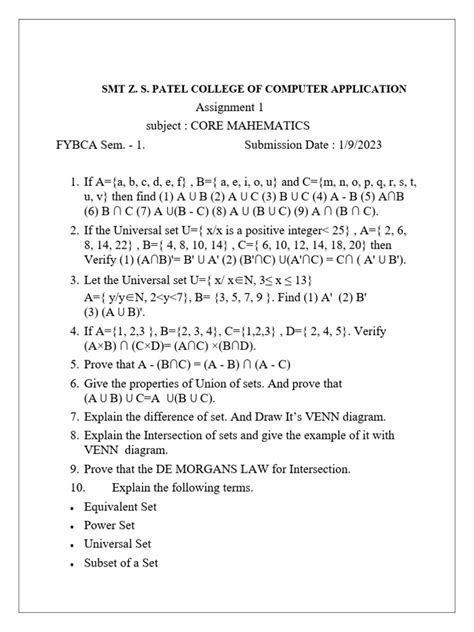 Assignment Maths Pdf