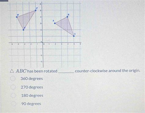 Solved Er Clockwise Around The Origin 360 Degrees 270 Degrees 180
