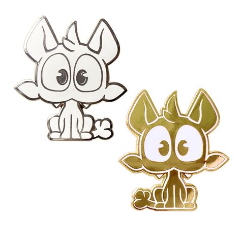 Pack Of 2 Bow Meow Pins White And Gold Dofus Goodies
