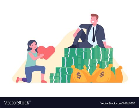 Girl Gives Her Heart To Rich Man Declaration Vector Image