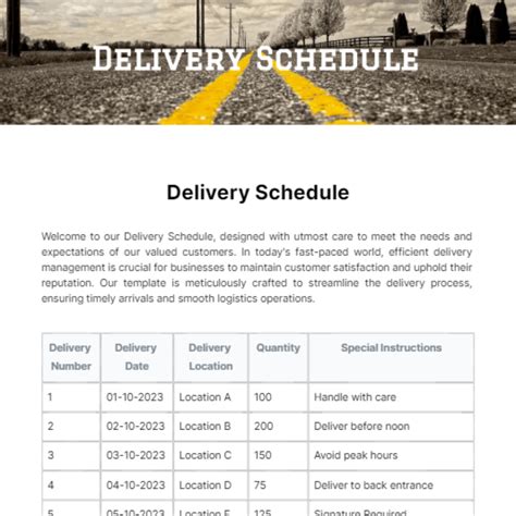 Free Delivery Schedule Template To Edit Online