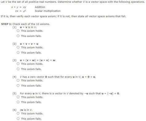 Solved Let V Be The Set Of All Positive Real Numbers Chegg
