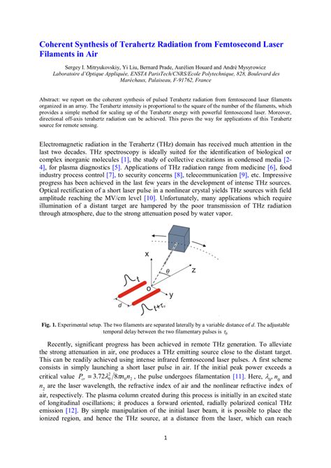 Pdf Coherent Synthesis Of Terahertz Radiation From Femtosecond Laser