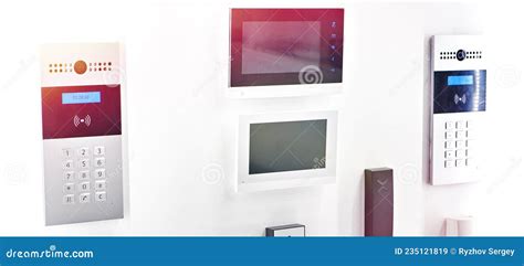 Internal Intercom With A Handset For Conversation And A Video Surveillance Screen Stock Image