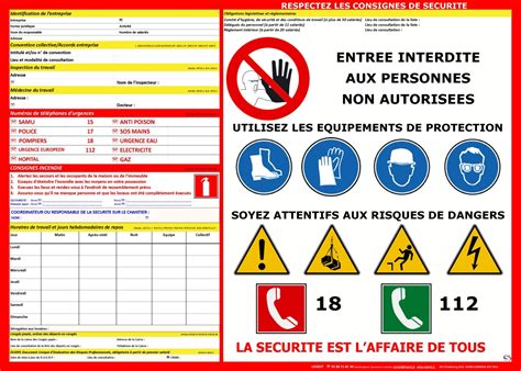 Affichage obligatoire de sécurité pour les chantiers
