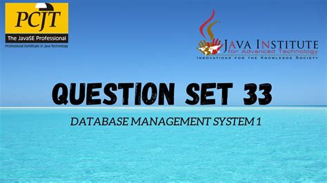 Question Set 33 Database Management System Java Institute Youtube