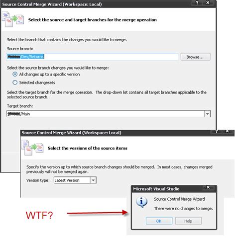 Visual Studio 2010 Team Foundation Server Merge Not Merging Stack
