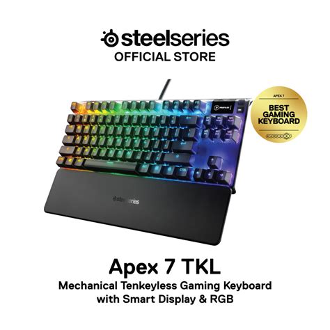 SteelSeries Apex 7 TKL Blue Switch Wired RGB Mechanical Tenkeyless Gaming Keyboard With OLED