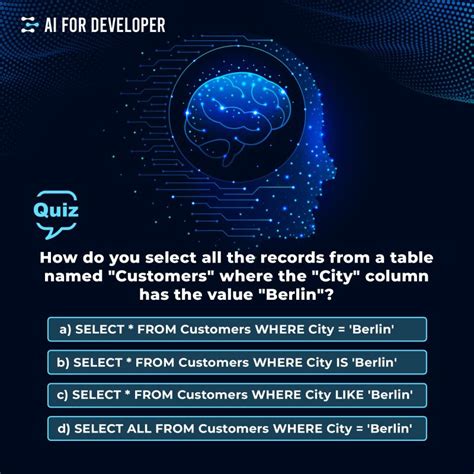 Ai For Developer On Linkedin Aifordeveloper Quiz Quiztime Quizchallenge Sql Sqldeveloper