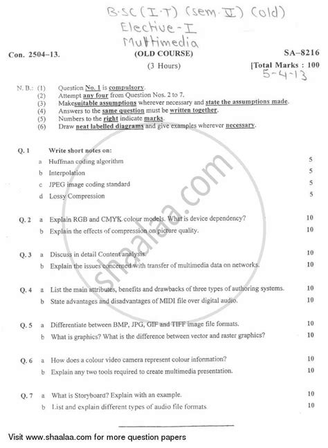 Multimedia 2012 2013 B Sc It Information Technology Idol Correspondence Semester 4 Sybsc