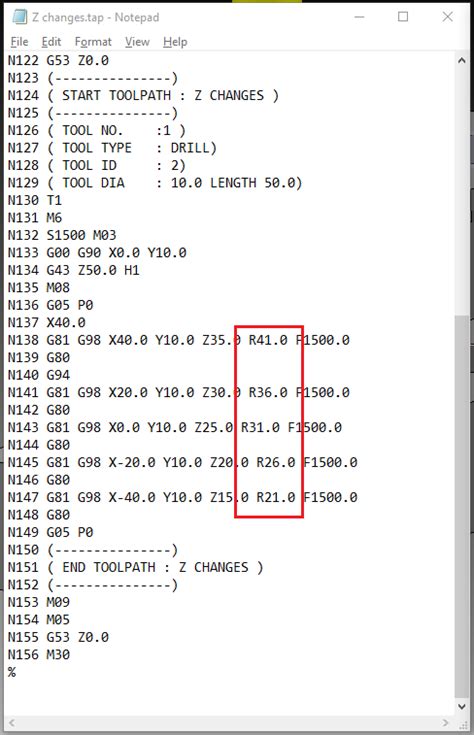 Multiple Drilling Cycles In Single Nc Program For Single Toolpath In