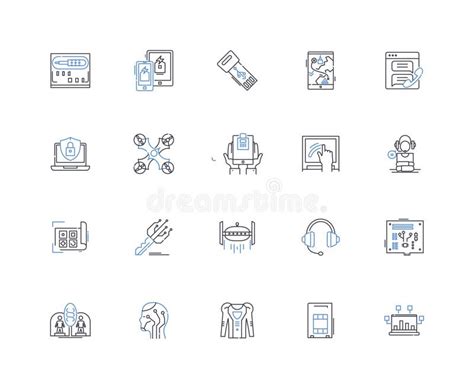 Gear Line Icons Collection Equipment Devices Tools Apparatus Machinery Technology Gadgets