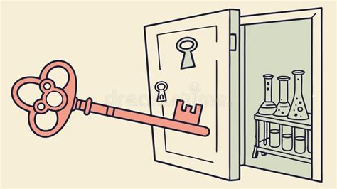 Chemistry Key Unlocks Lab Door Access To Science Experiments And Chemical Discoveries Vector