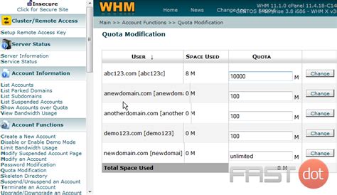 How To Modify An Accounts Quota In Whm
