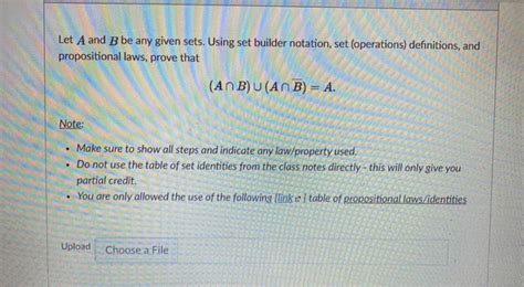 Solved Let A And B Be Any Given Sets Using Set Builder