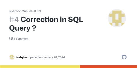 Correction In Sql Query · Issue 4 · Spathonvisual Join · Github