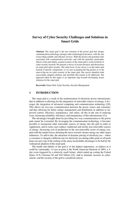 Pdf Survey Of Cyber Security Challenges And Solutions In Smart Grids