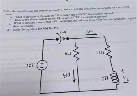 Solved For The Circuit Below The Switch Opens At T Chegg