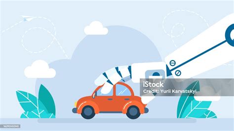 로봇이 작은 차를 운전합니다 자율주행차의 로봇 운전자 운송 기술의 인공 지능 Ai 무인 시스템 자율주행 자동차 시스템의 자율조종장치 벡터 그림입니다 개념에 대한 스톡 벡터