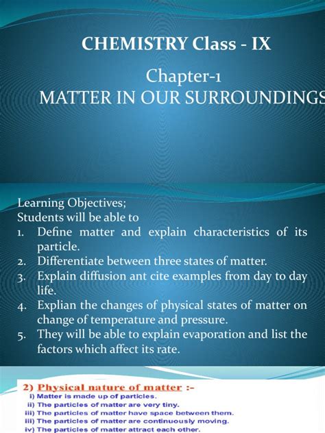 Chemistry Class Ix Chapter 1 Matter In Our Surroundings Pdf