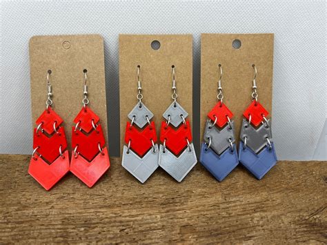 Team Or School Spirit Nested Color Chevron Dangle Earrings Fun Flirty