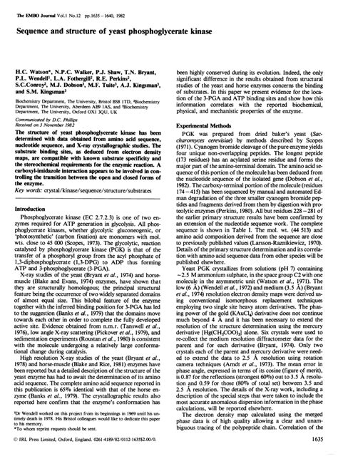 Pdf Sequence And Structure Of Yeast Phosphoglycerate Kinase