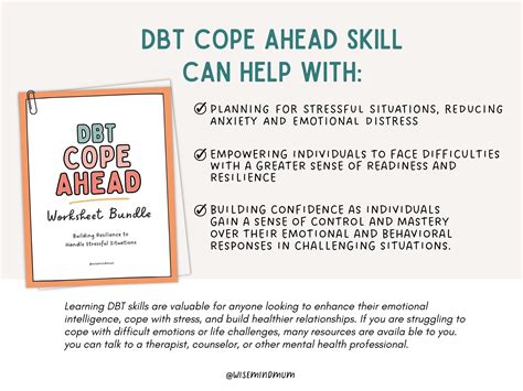 Dbt Cope Ahead Skill Worksheet Bundle Instant Download Emotional