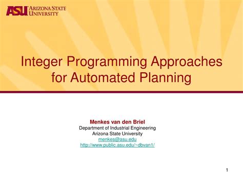 Ppt Integer Programming Approaches For Automated Planning Powerpoint