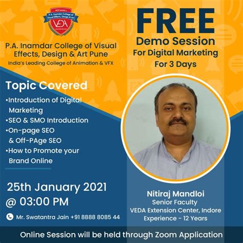 Apply For Demo Session On Graphic Design Live Action And 3d Animation Digital Marketing