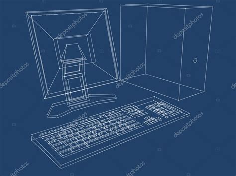 Computer Plans Blueprint Stock Photo By Digerati