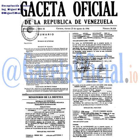 Gaceta Oficial 36028 1996 08 23