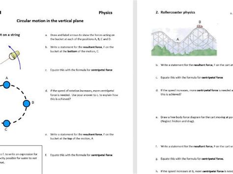 Circular Motion In Vertical And Horizontal Planes Teaching Resources