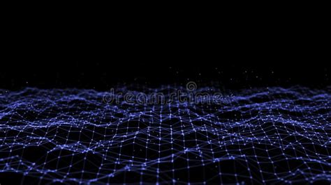 Network Connection Technology Abstract Blue Wave With Points Lines And Particles 3d Rendering