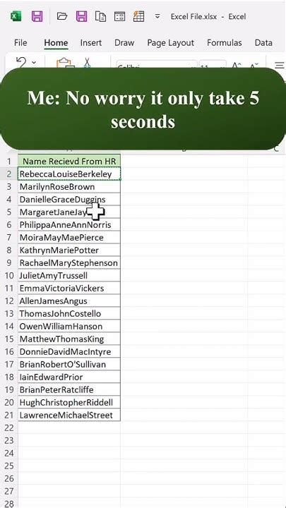 Add Space Between Names In Excel Excel Tips And Tricks Shorts