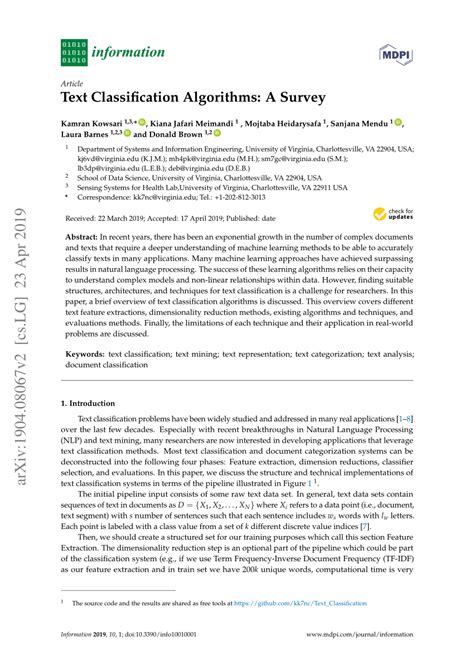 Pdf Text Classification Algorithms A Survey