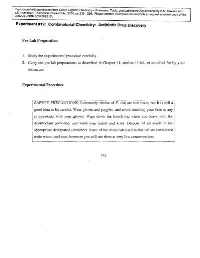 experiment 19 combinatorial chemistry antibiotic drug discovery