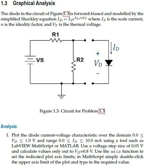 solved 1 3 graphical analysis the diode in the circuit of