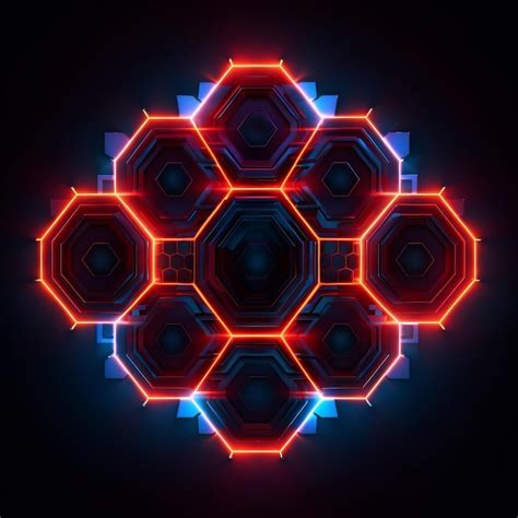 Premium Ai Image Abstract Neon Hexagon Grid Scifi Background