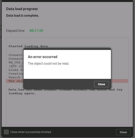 The Object Could Not Be Read During Loading And Qlik Community