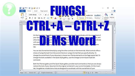 Fungsi Tombol Ctrl A Sampai Ctrl Z Di Word