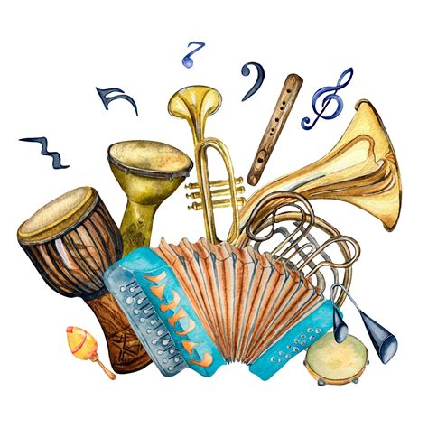 Premium Photo Composition Of Jazz Musical Instruments And Symbol Watercolor Illustration Isolated