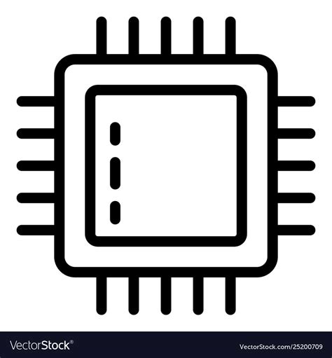 computer processor icon outline style royalty free vector