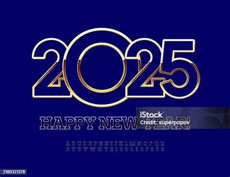 벡터 현대 인사말 카드 새해 복 많이 받으세요 2025 세련된 알파벳 문자와 숫자 세트 12월 31일에 대한 스톡 벡터 아트 및 기타 이미지 12월 31일 공휴일 금