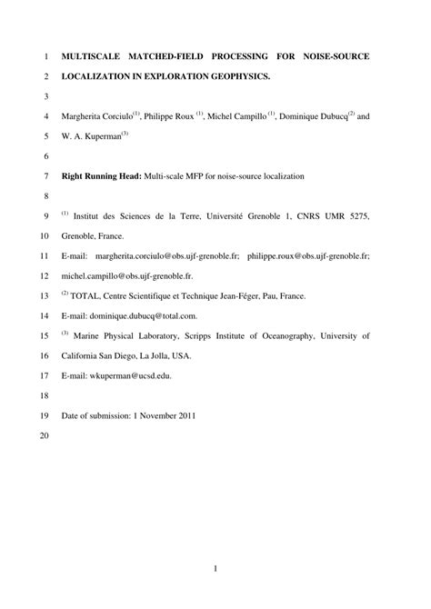 Pdf Multiscale Matched Field Processing For Noise Source Localization